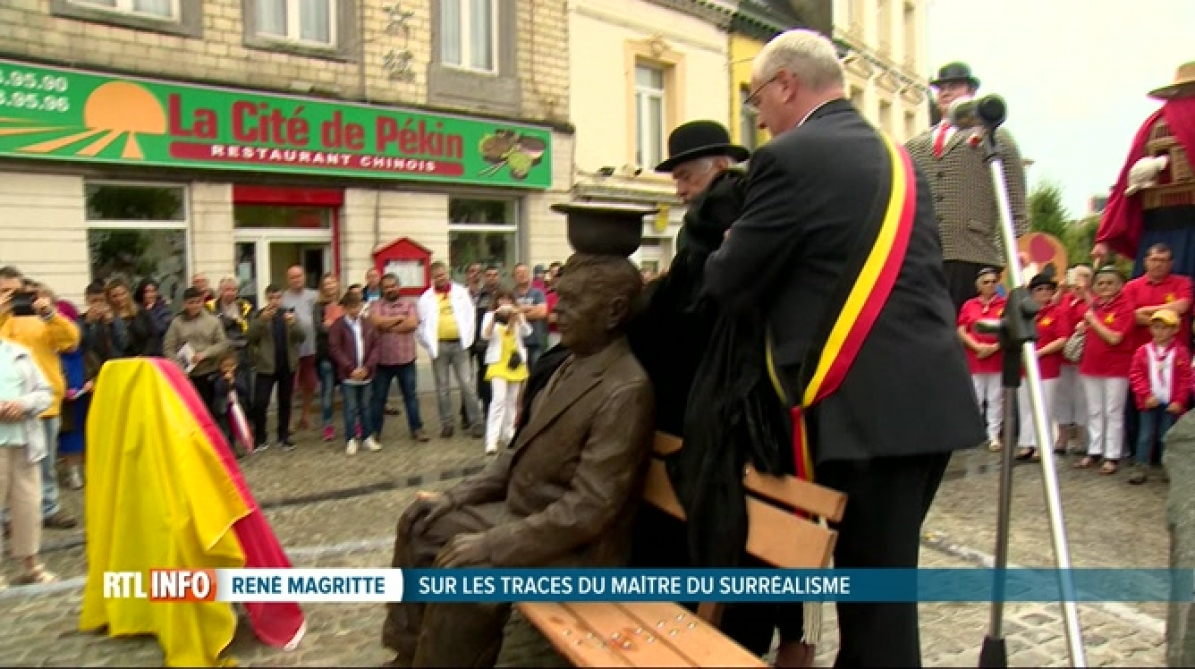 Inauguration d'une sculpture en l'honneur de René Magritte à Lessines ...