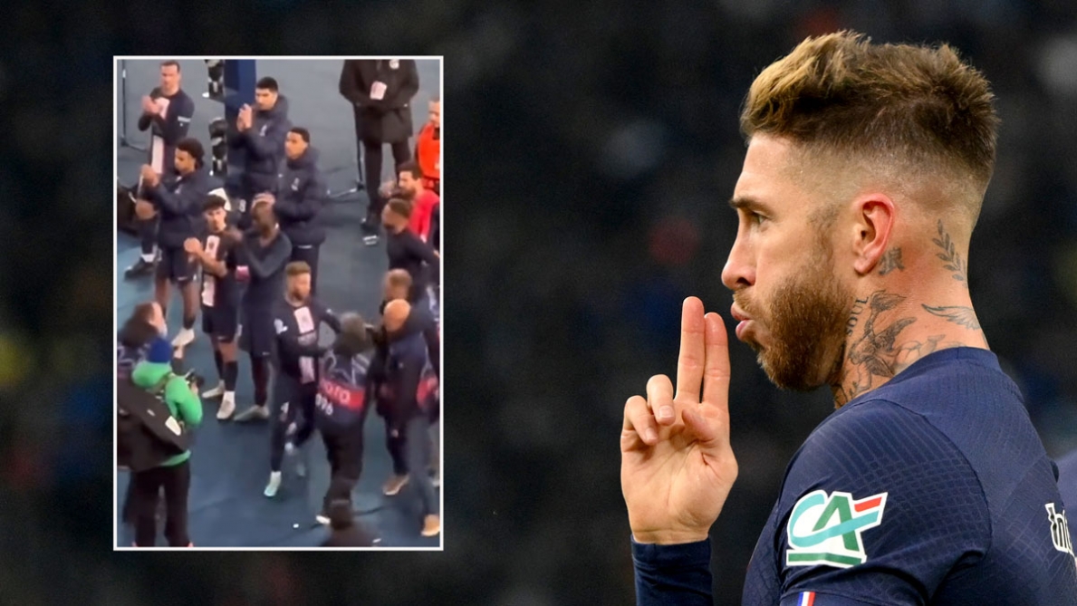 Après la défaite face au Bayern, Sergio Ramos s'énerve et pousse ... Après la défaite face au Bayern, Sergio Ramos s'énerve et pousse ...
