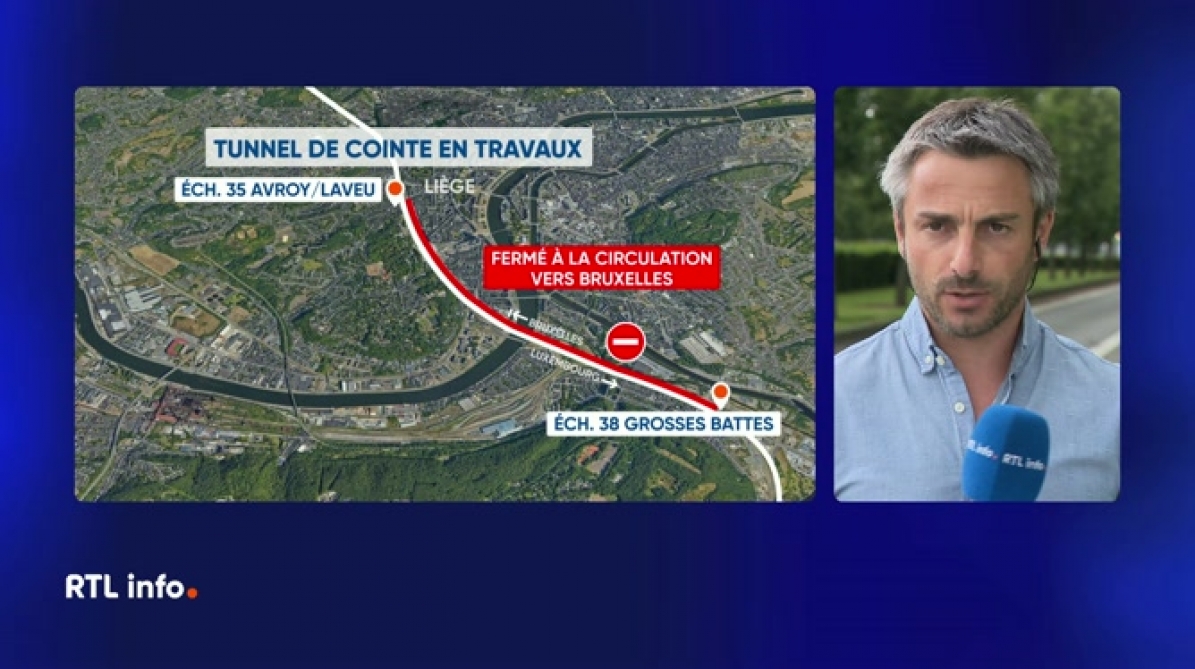 Fermeture du tunnel de Cointe, vers Bruxelles, dès ce soir 22 heures ...